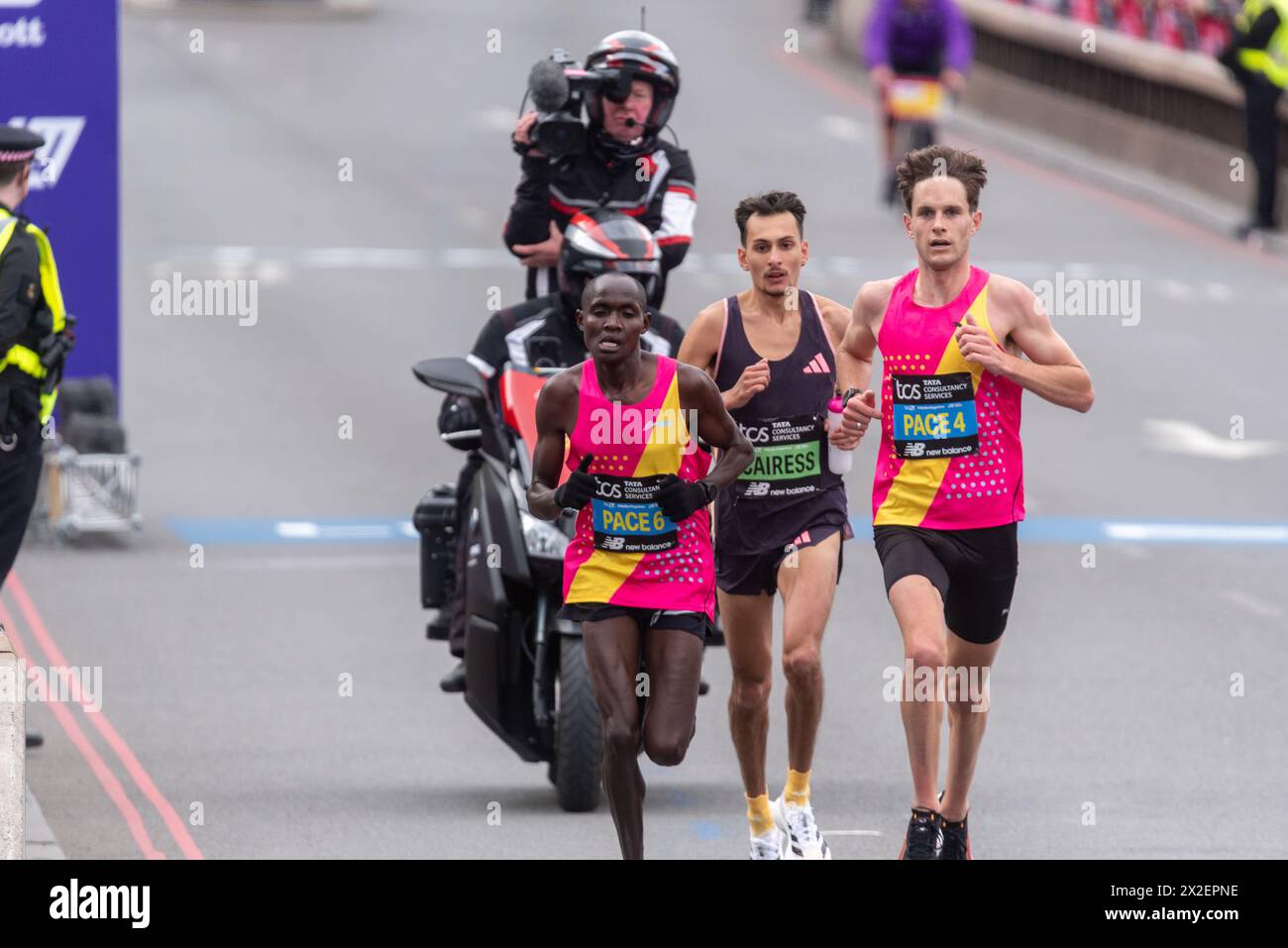 Emile Cairess competing in the TCS London Marathon 2024 passing through ...