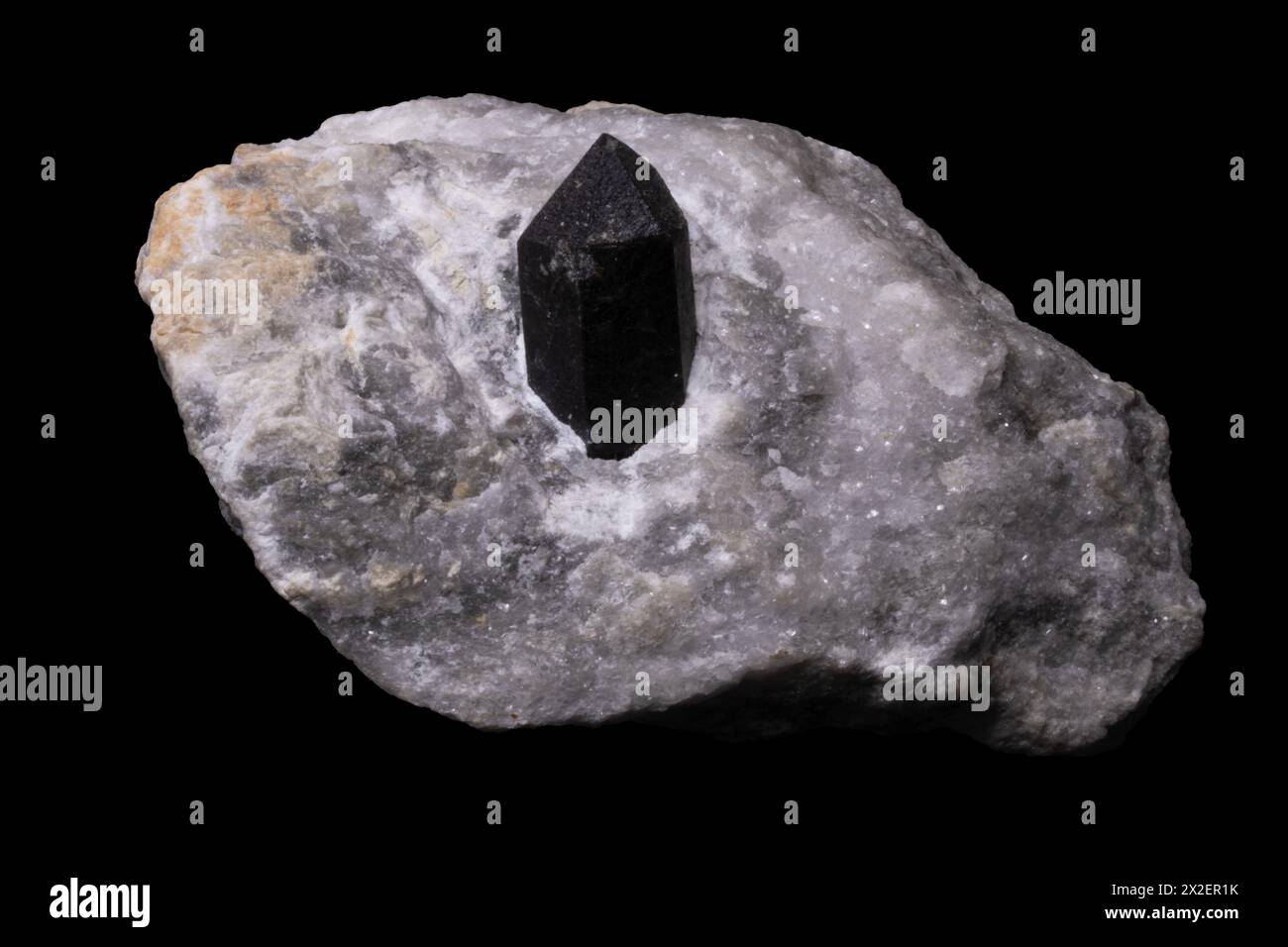Black quartz crystal on matrix Stock Photo - Alamy
