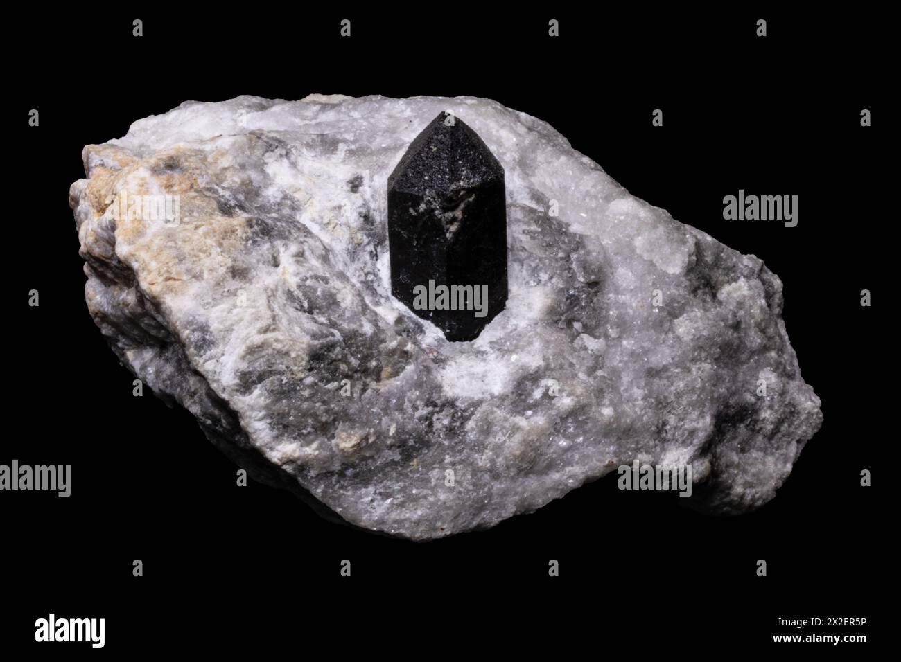 Black quartz crystal on matrix Stock Photo - Alamy