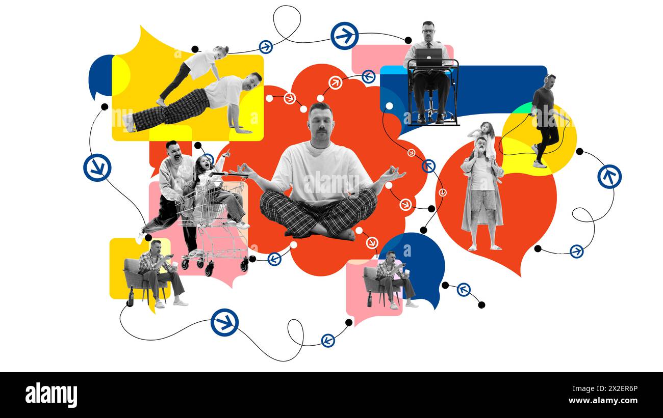 Balance work and family life. Man shares joyful moments with daughter ...