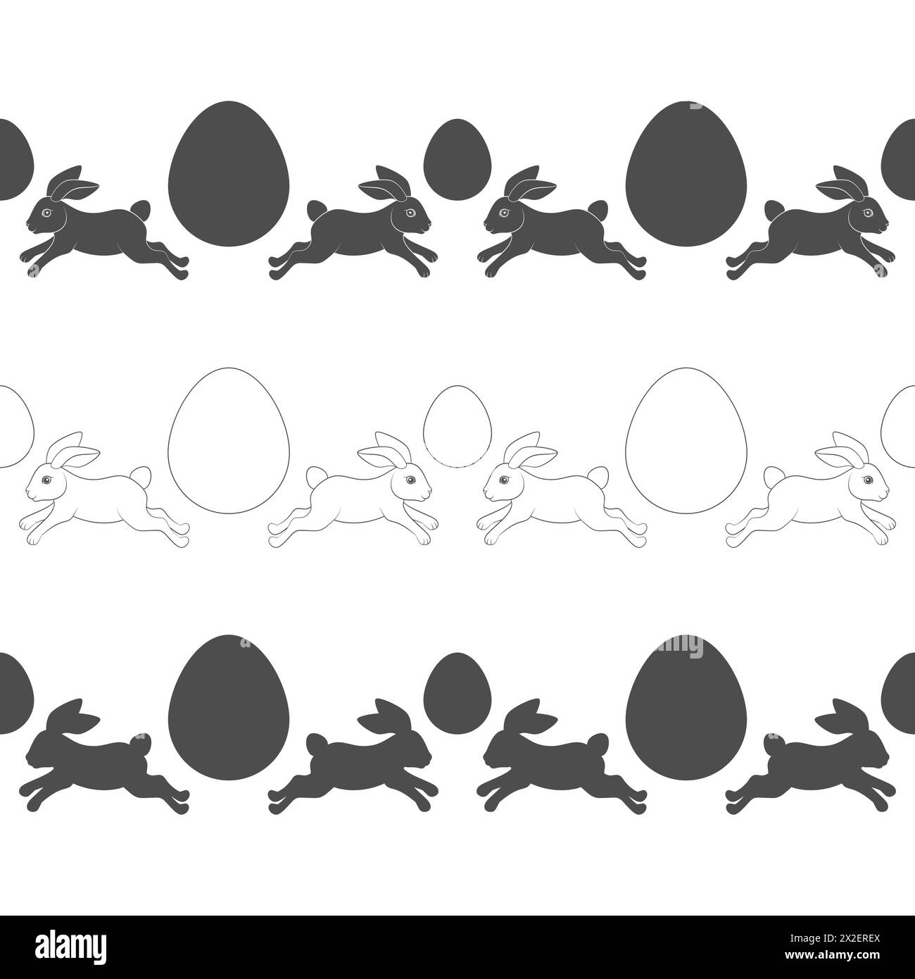 Set of horizontal seamless patterns with Easter bunny and eggs ...