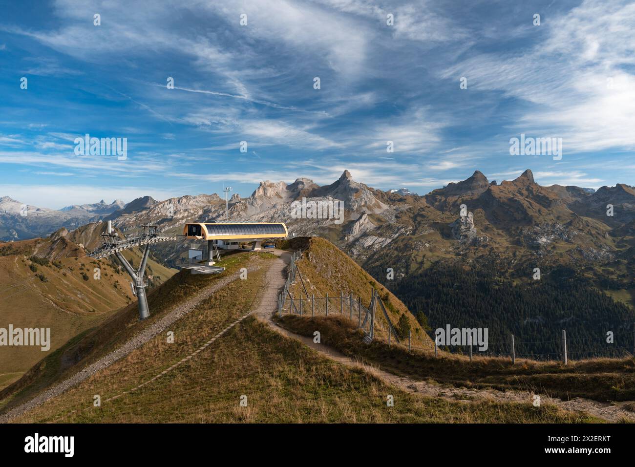 Klingenstock cable car station near Stoos village, Switzerland. Swiss ...