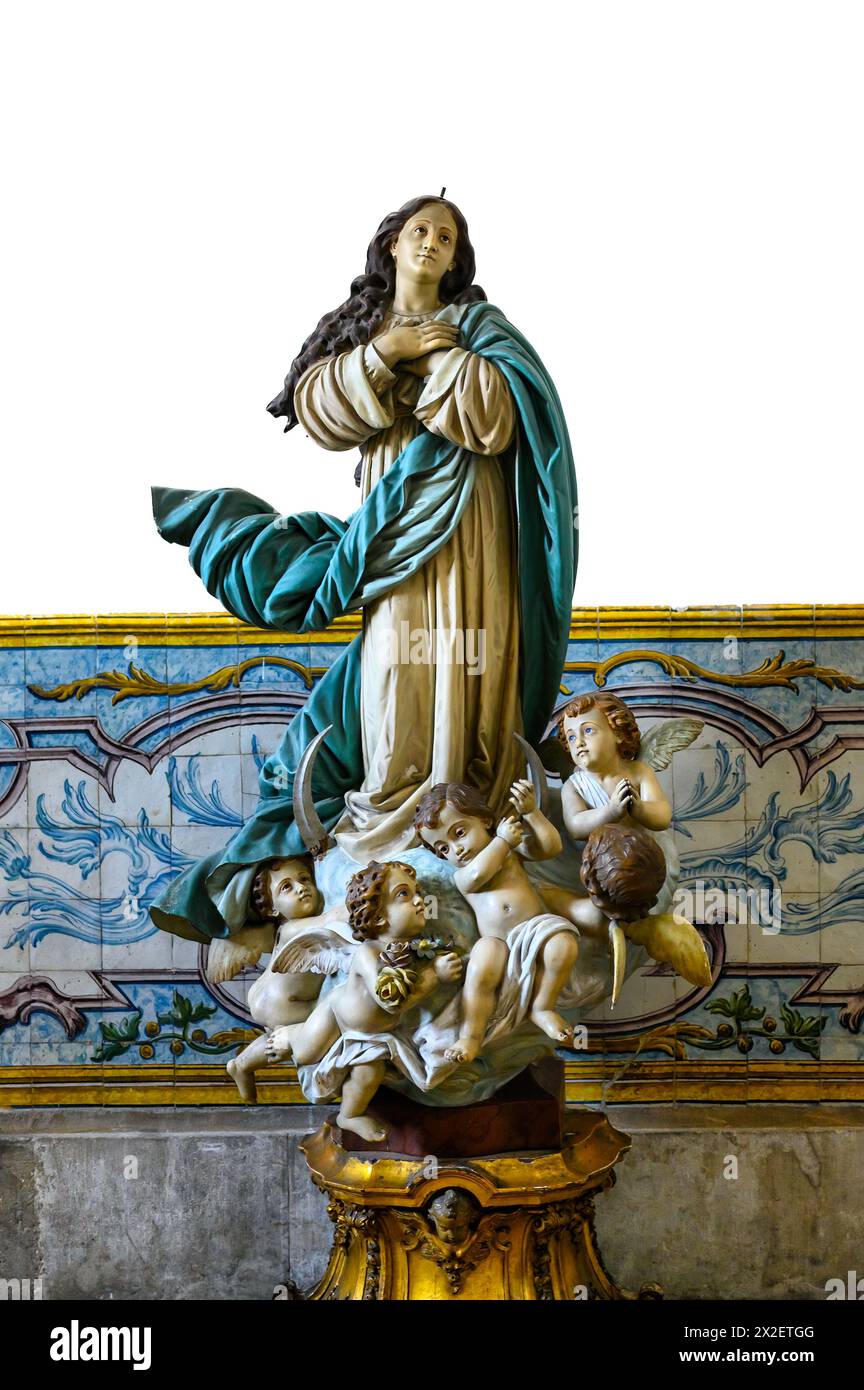 Ancient religious virgin figure object, Lisbon, Portugal Stock Photo ...