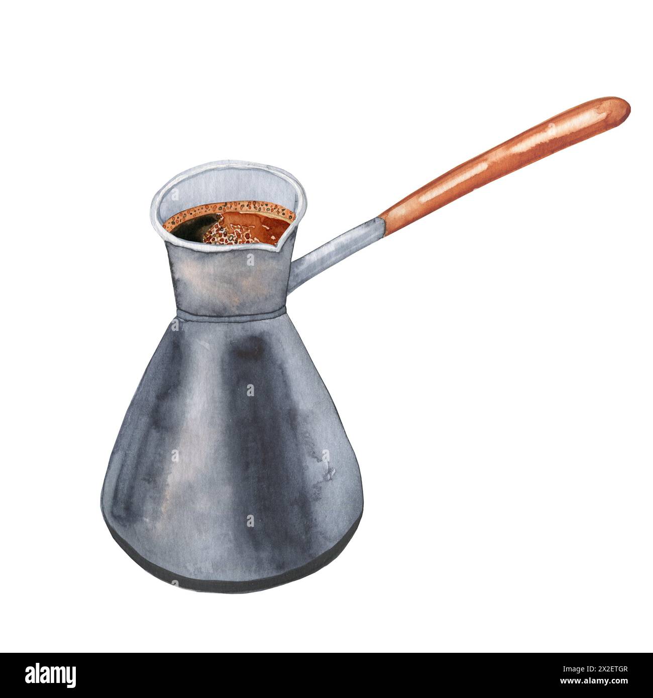 Turk for brewing coffee watercolor illustration. An image of a Turkish ...