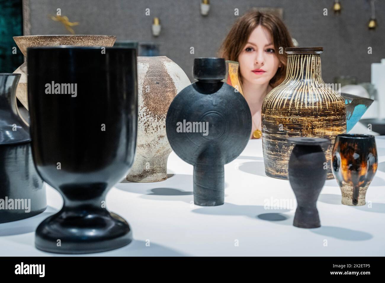 London, UK. 22nd Apr, 2024. Various ceramics including several by Hans ...