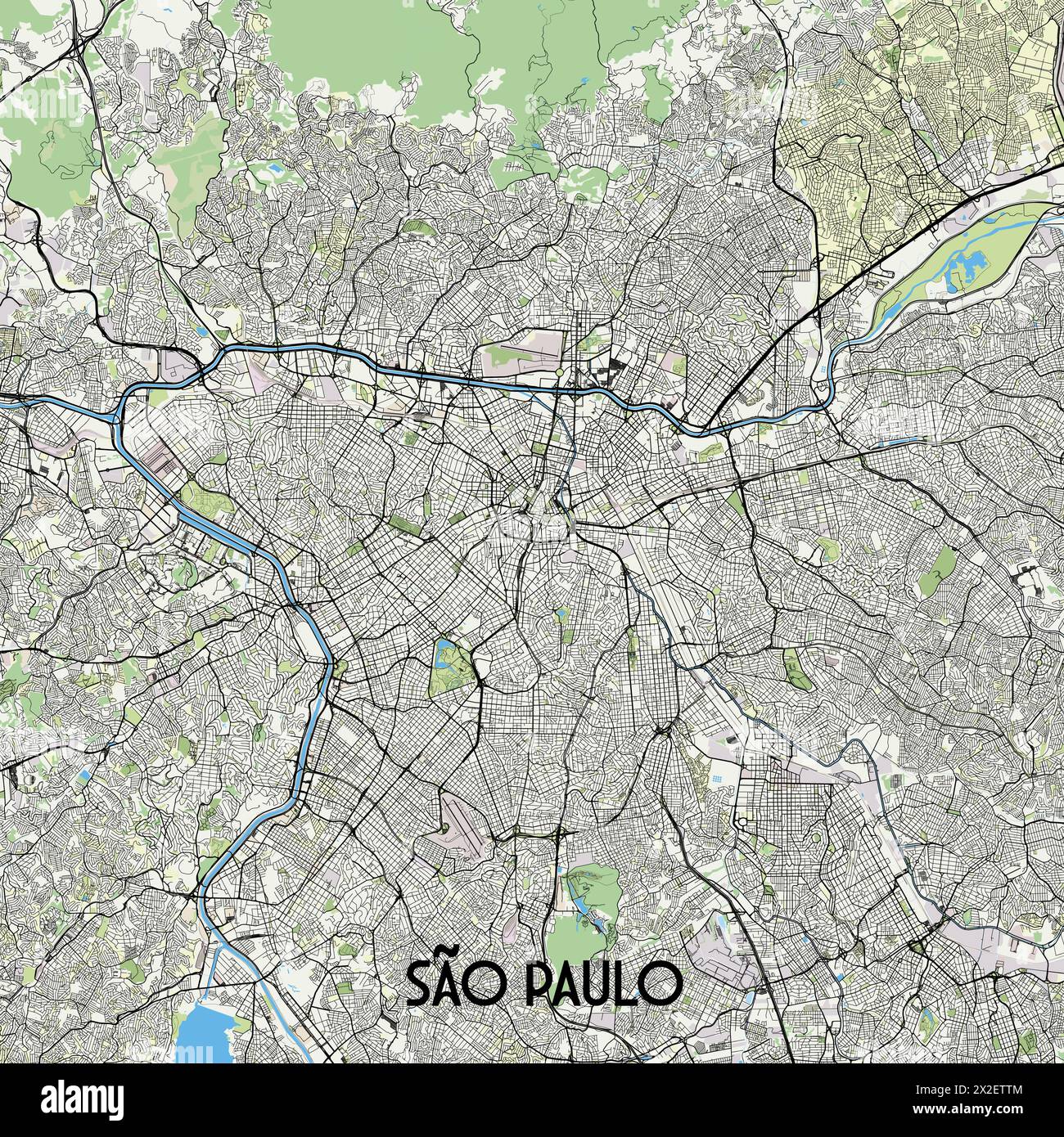 Poster map of Sao Paulo, Brazil Stock Vector Image & Art - Alamy