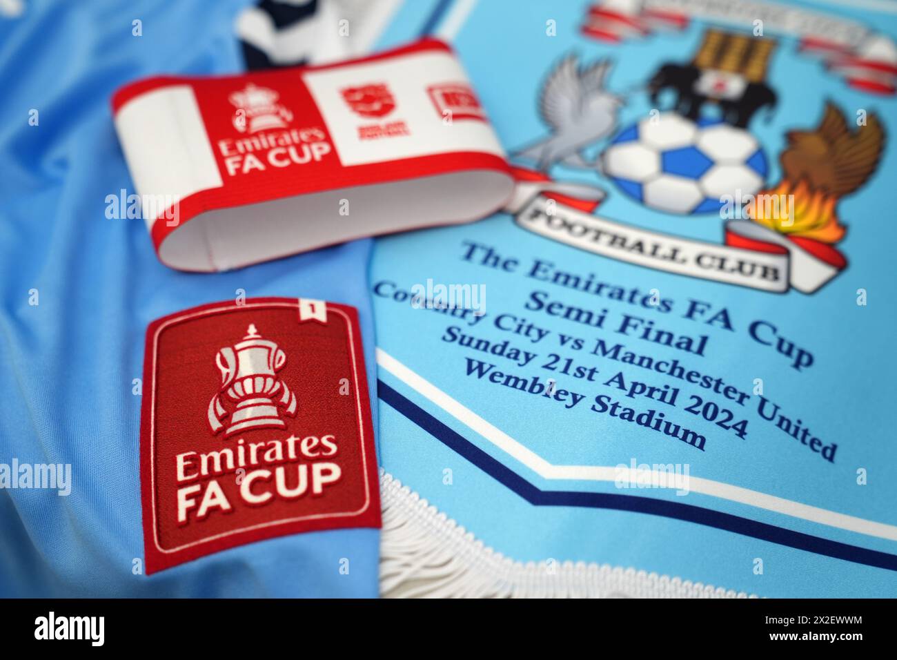 A general view of Emirates FA Cup branding ahead of the Emirates FA Cup ...
