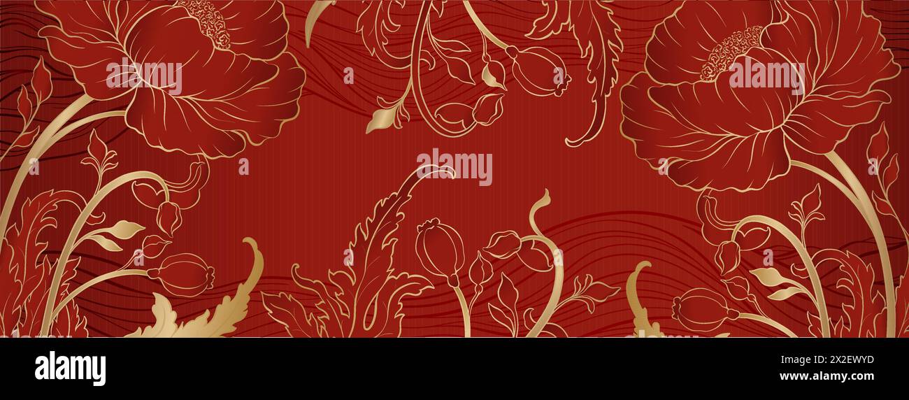 Elegant prestigious background template with peony flowers. The design ...