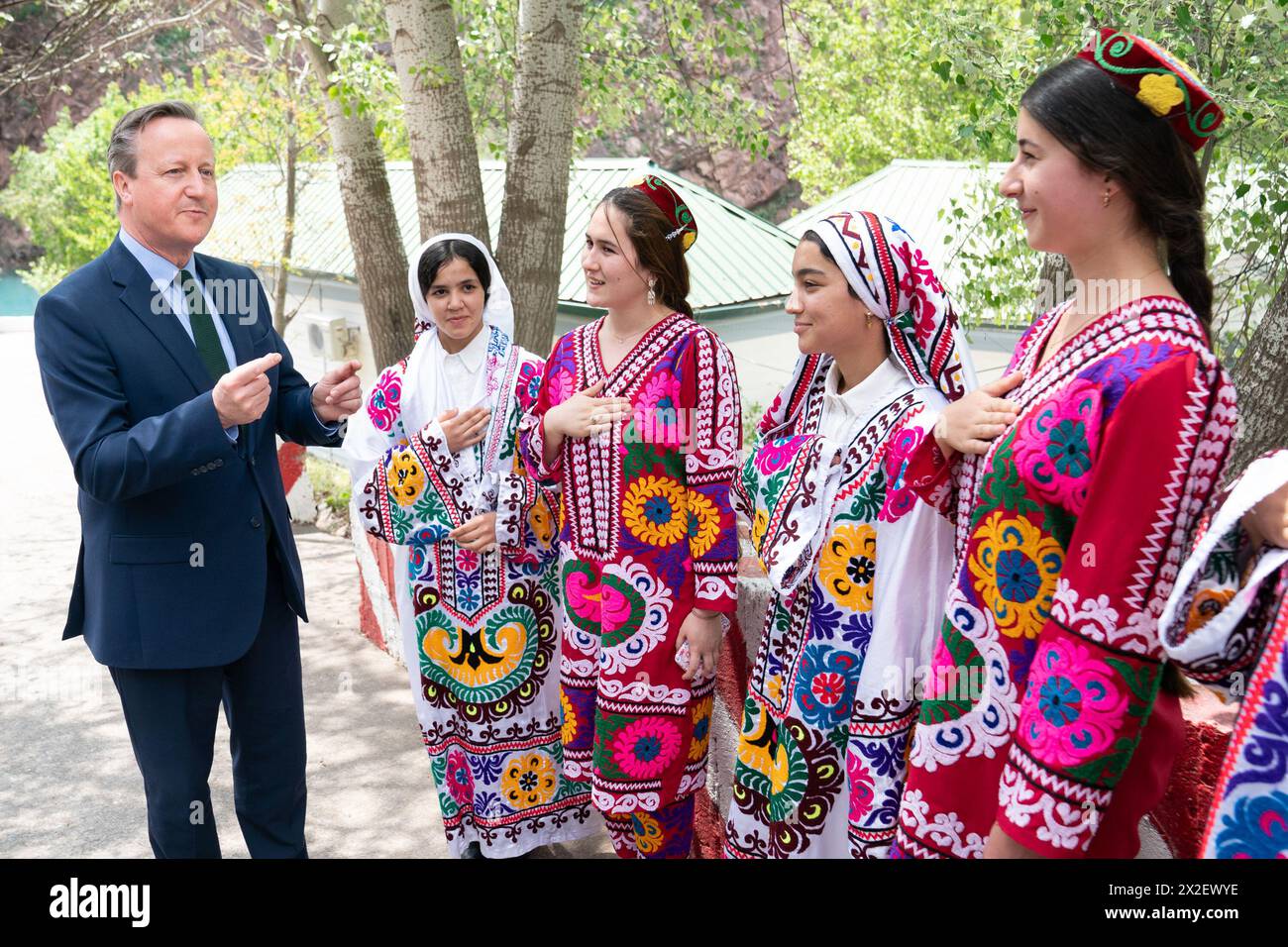 Foreign Secretary Lord David Cameron meets traditional dancers at the ...