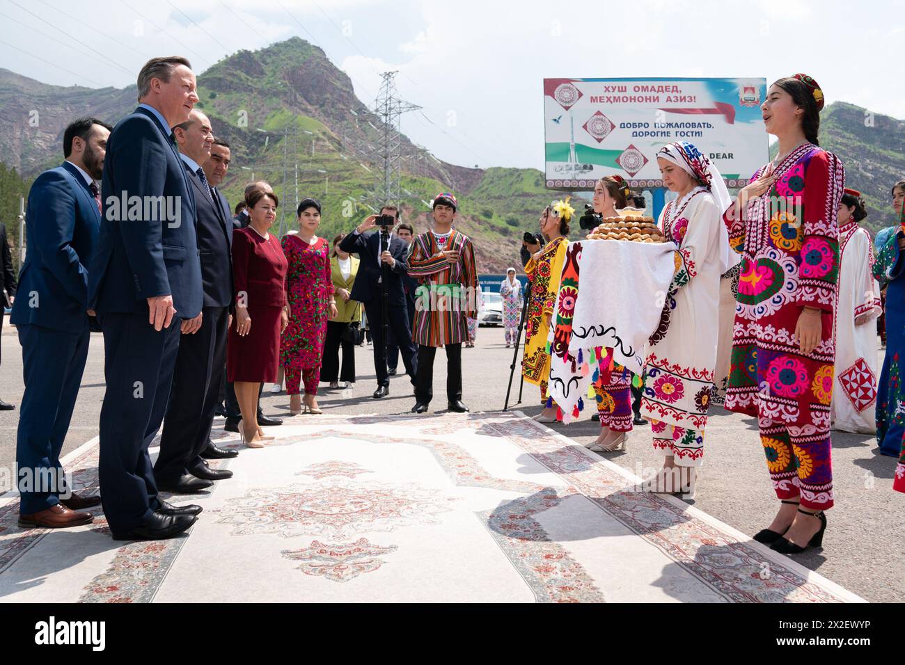 Foreign Secretary Lord David Cameron meets traditional dancers at the ...