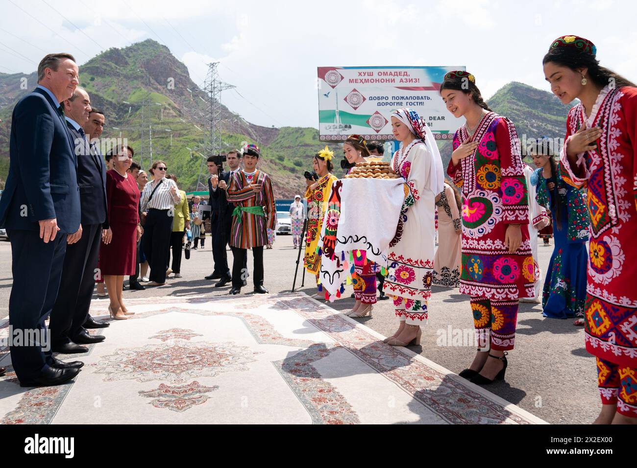 Foreign Secretary Lord David Cameron meets traditional dancers at the ...