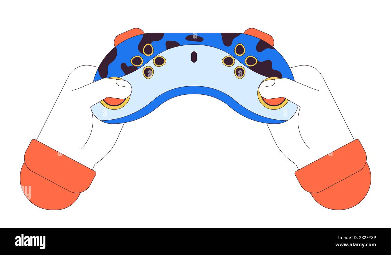 Holding gamepad linear cartoon character hands illustration Stock ...