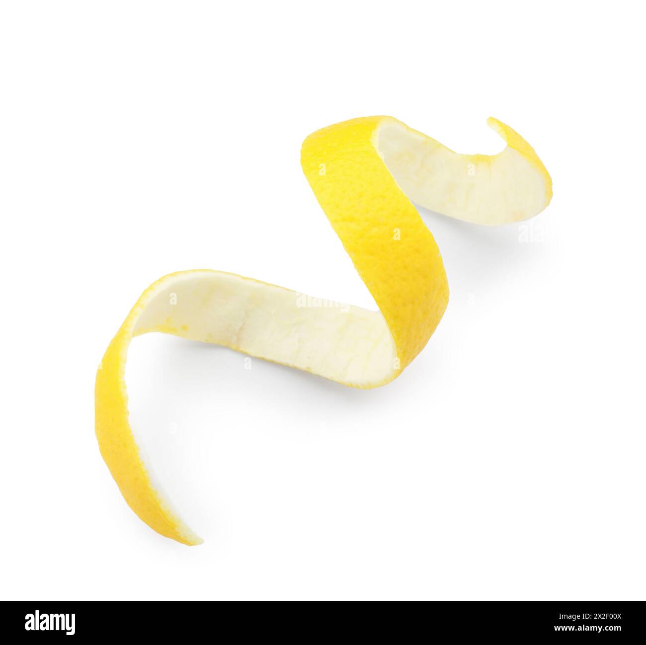 One fresh lemon peel isolated on white, top view Stock Photo - Alamy