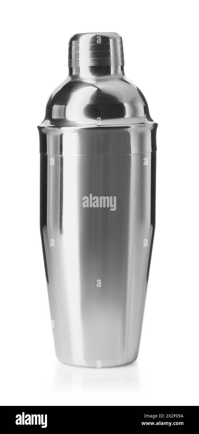 One metal cocktail shaker isolated on white Stock Photo - Alamy