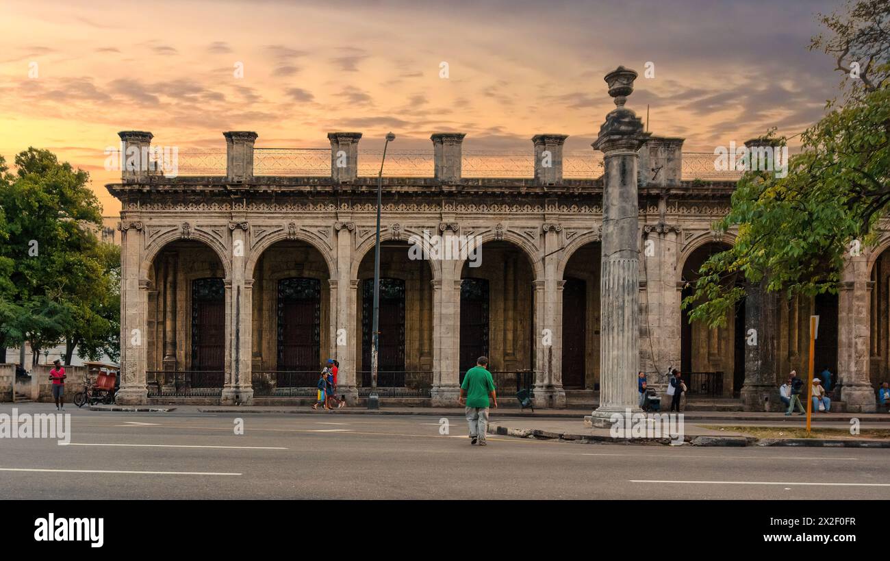 Stone colonial building architecture porch, Havana, Cuba Stock Photo ...
