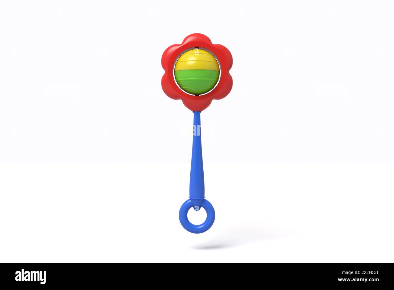 Red and yellow rattle render from front Stock Photo - Alamy