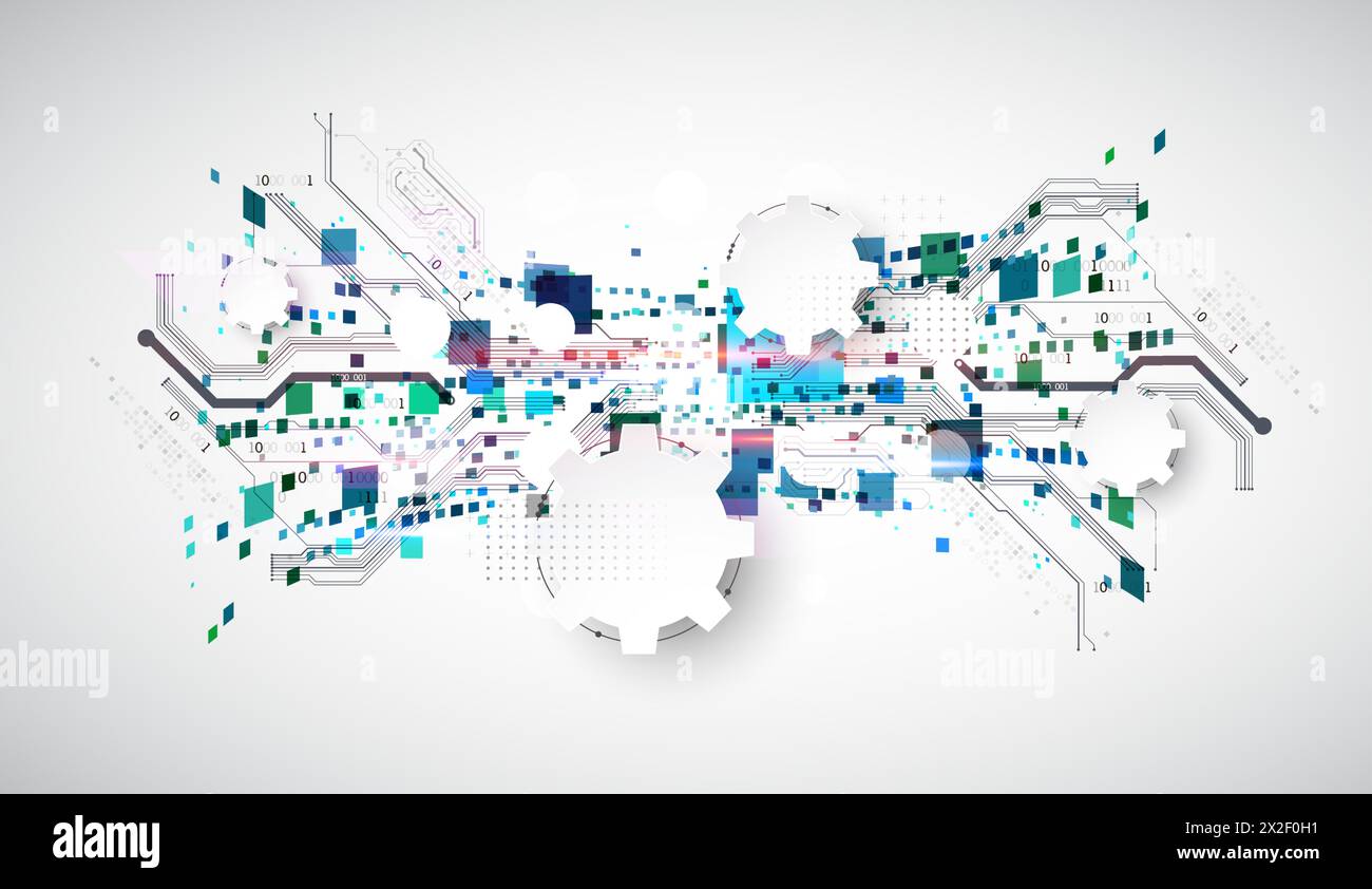 Abstract technological background with squares. The work is done on a ...