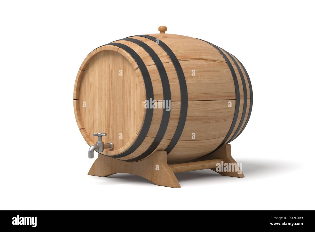Horizontal wooden barrel with spigot Stock Photo - Alamy