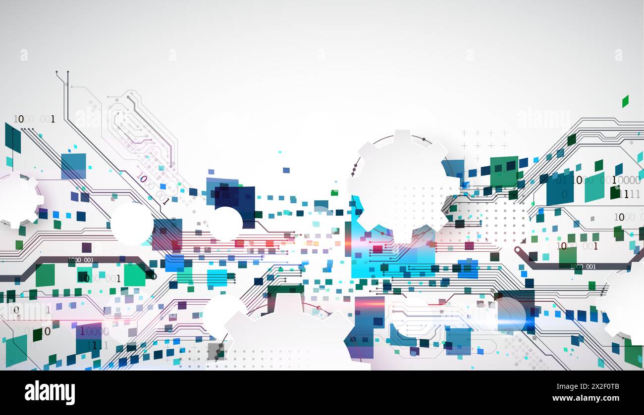 Abstract technological background with squares. The work is done on a ...