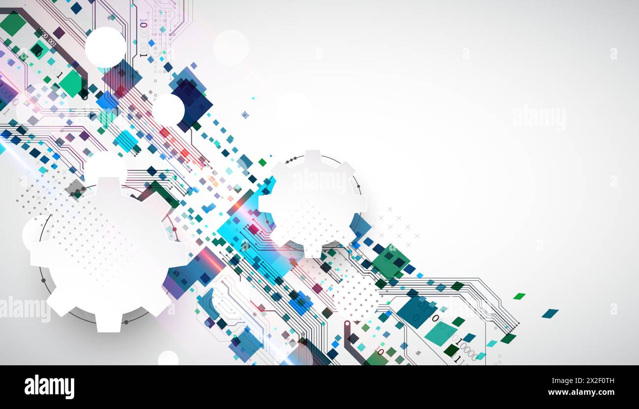 Abstract technological background with squares. The work is done on a ...
