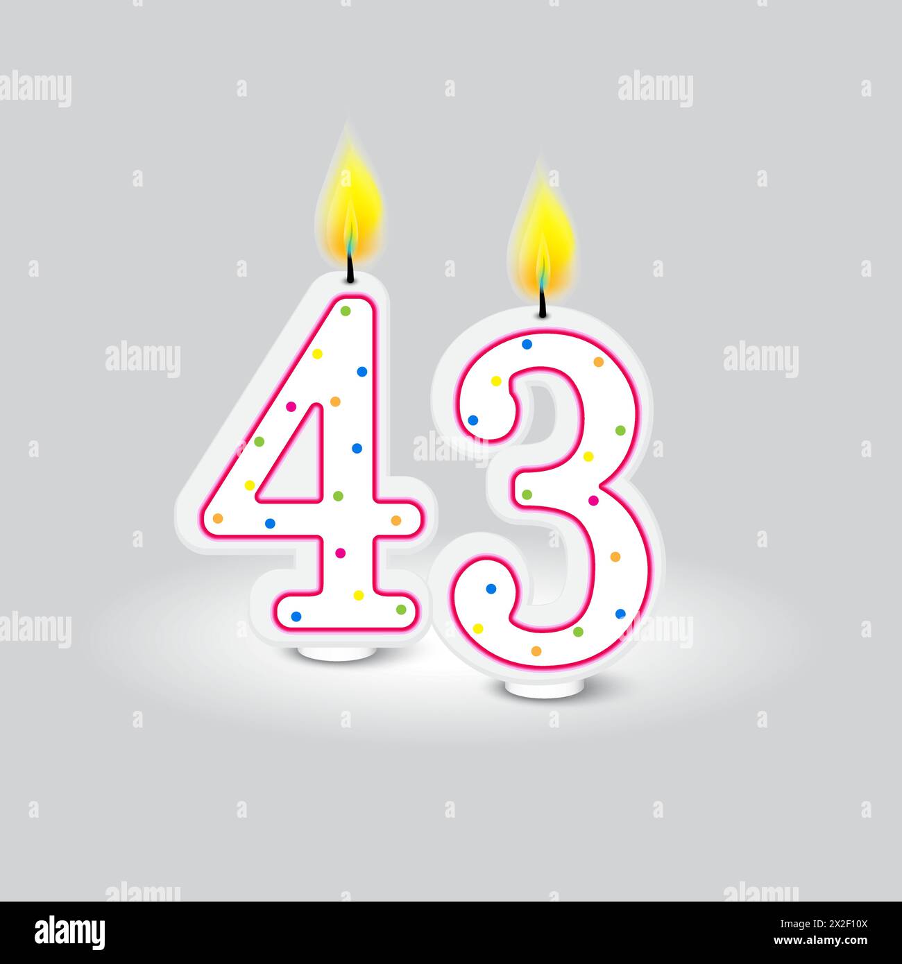 Birthday candle numbers forty three. Polka dot celebration design ...
