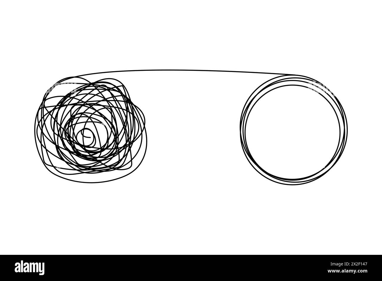 Scribble and hoop connection. Artistic linear contrast. Conceptual ...