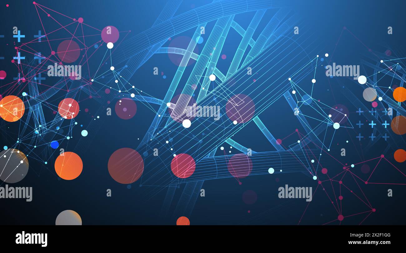 Vector abstract background with a wireframe dynamic pipes, line and ...