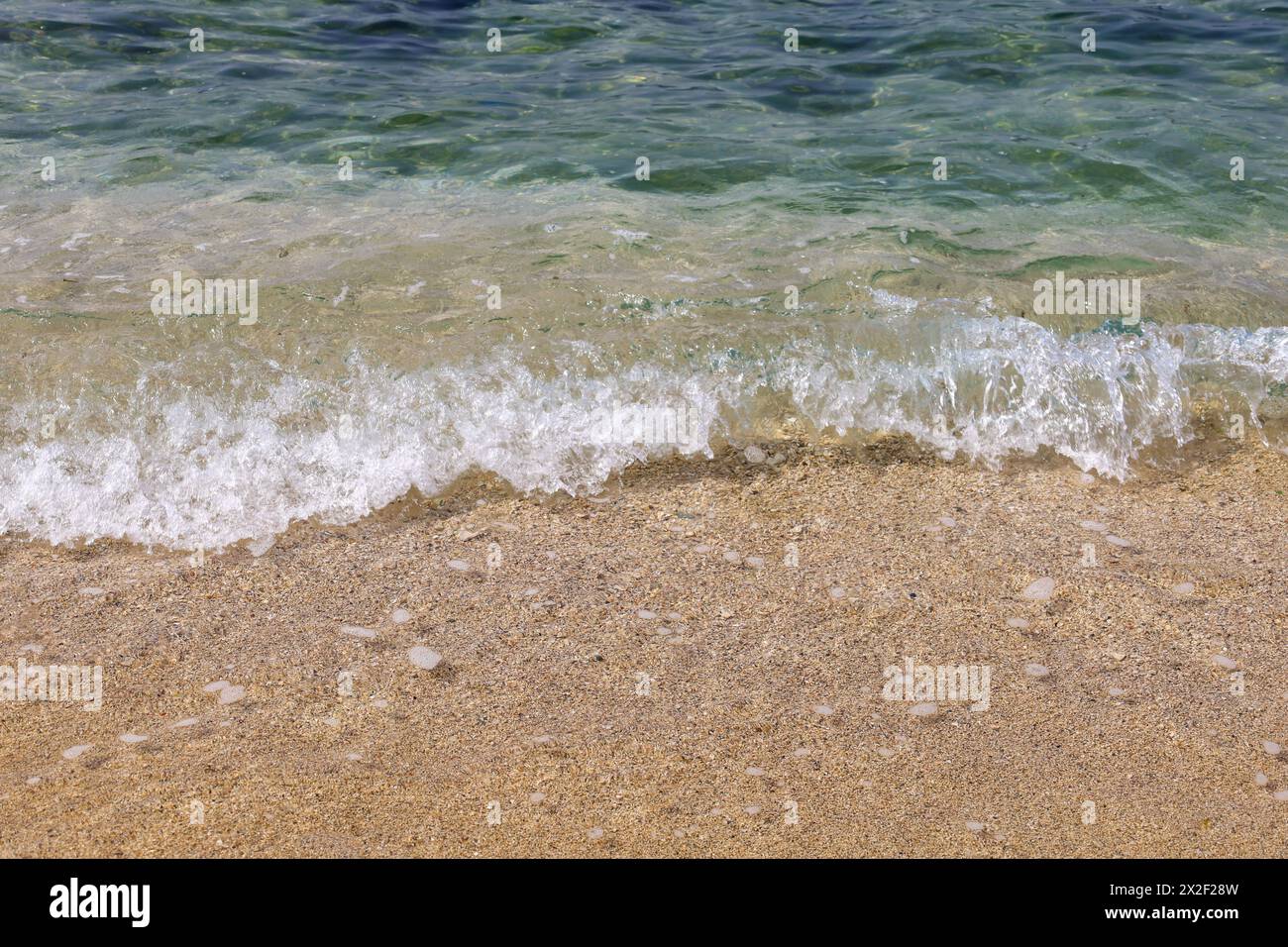 Empty sand beach with sea wave background. Summer Vacation Travel and ...