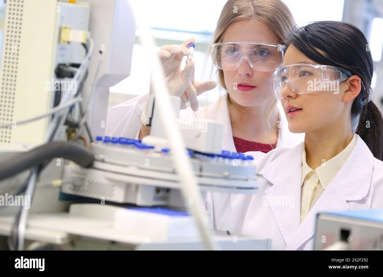 Researchers. GC / MS. Gas chromatograph with mass detector. Analysis of organic compounds in ...