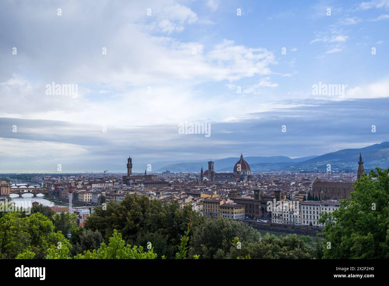 A classic view over the rooftops of central Florence in Tuscany, Italy ...