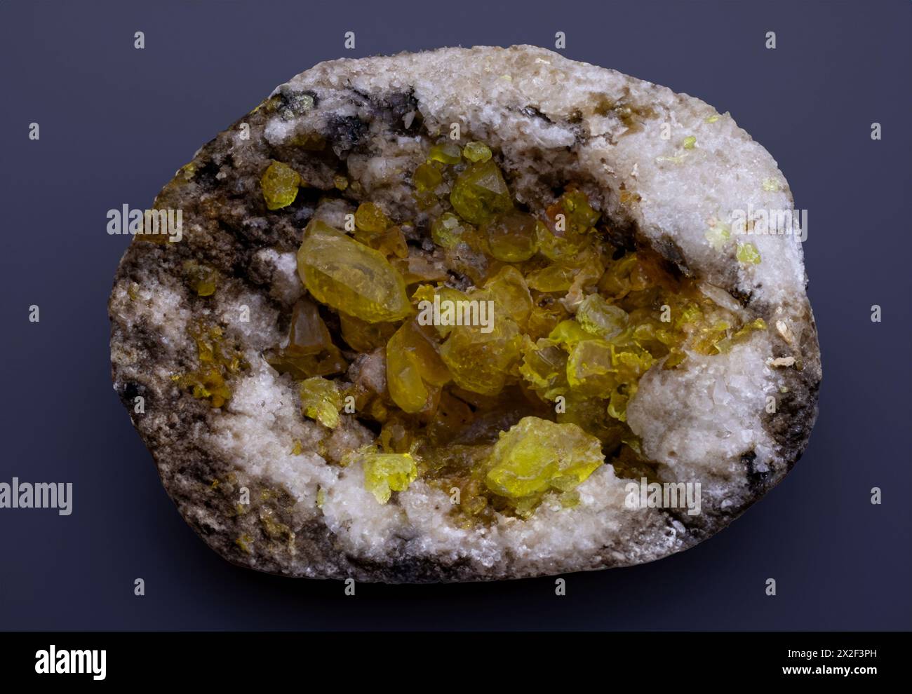 Sulfur crystals mineral specimen Stock Photo - Alamy