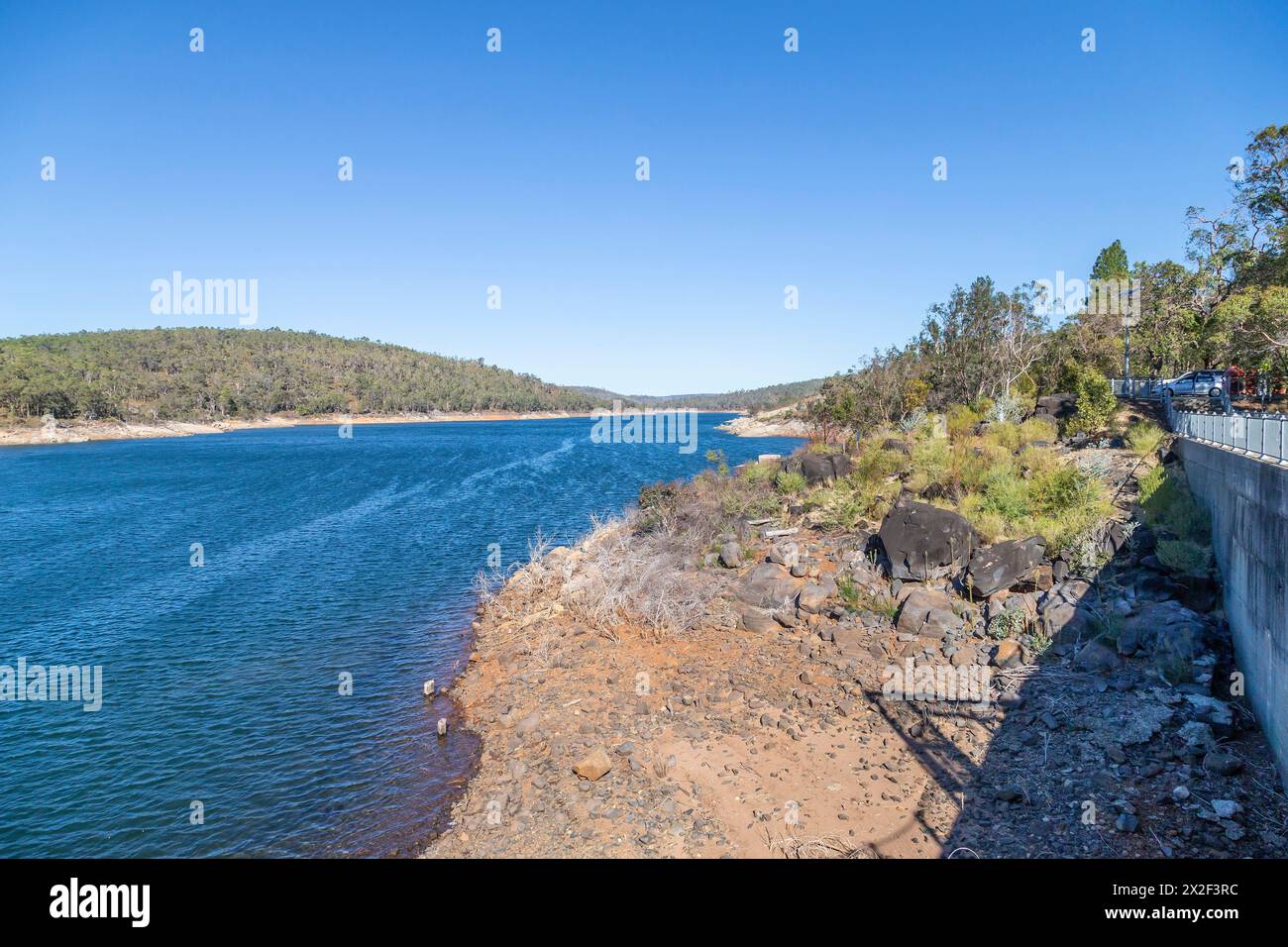 Mundaring Weir reservoir, 39 kilometres from Perth, in the Darling ...
