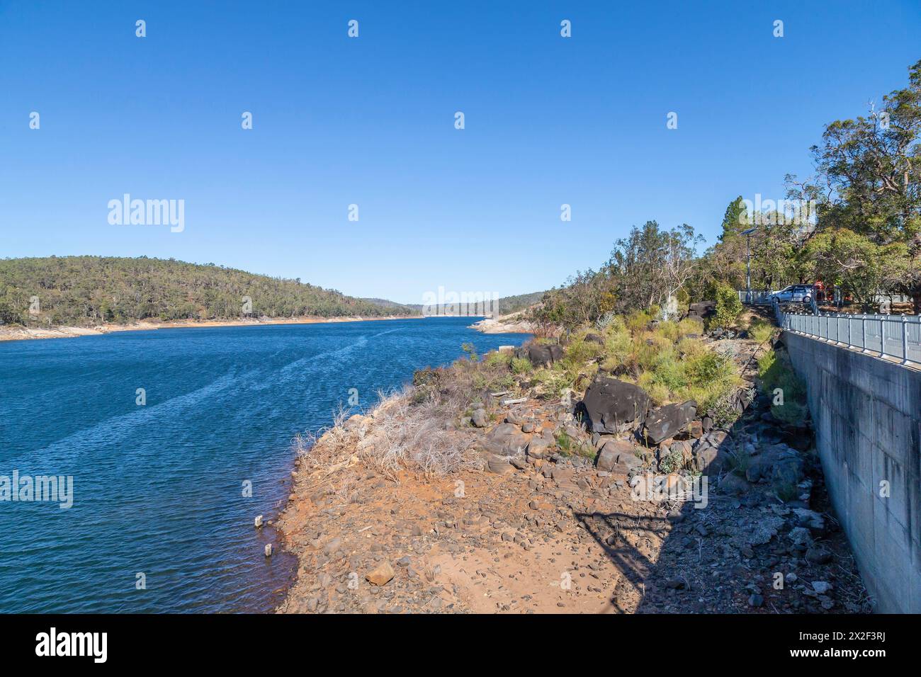 Mundaring Weir reservoir, 39 kilometres from Perth, in the Darling ...