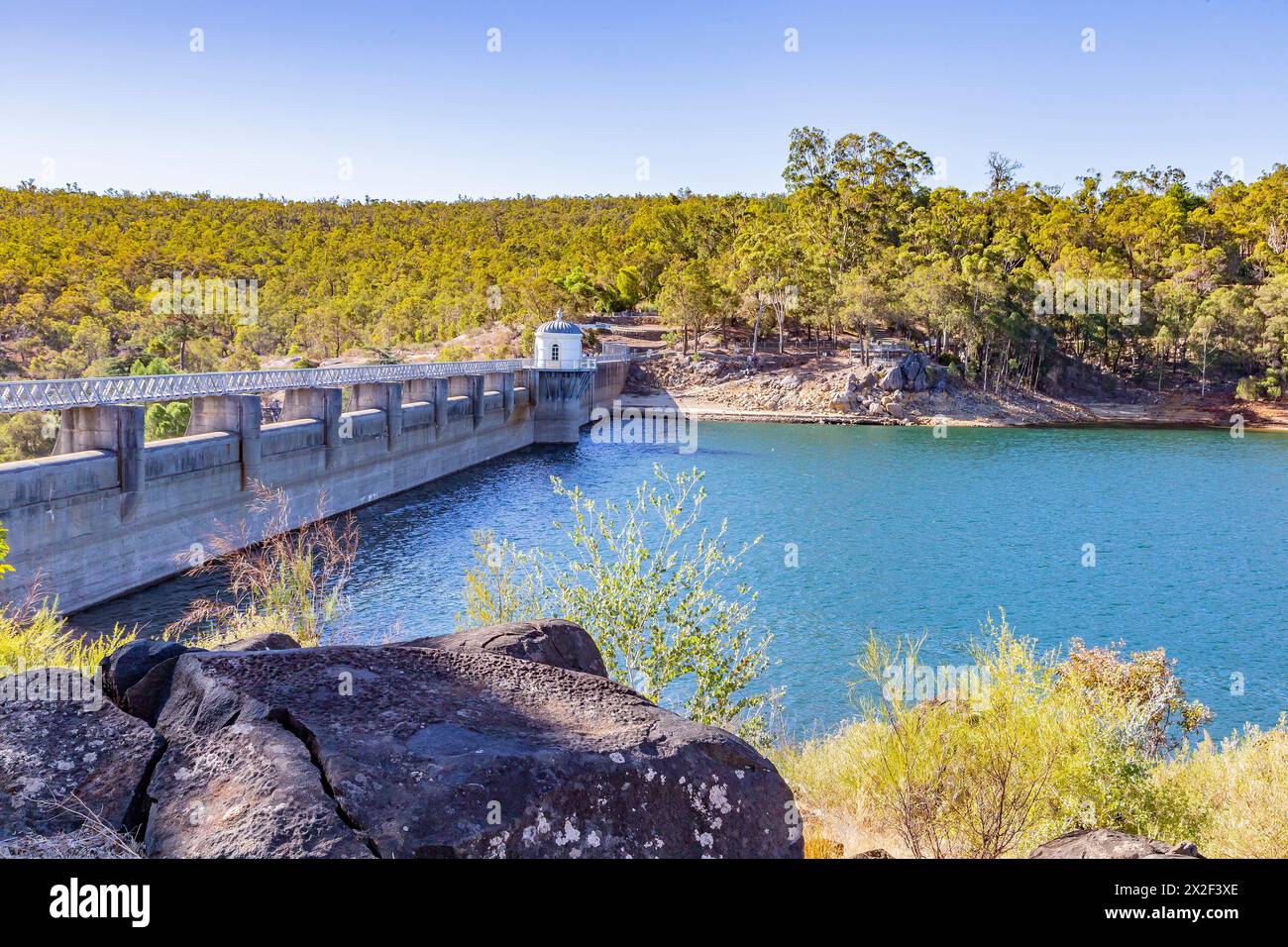 Mundaring Weir reservoir, 39 kilometres from Perth, in the Darling ...