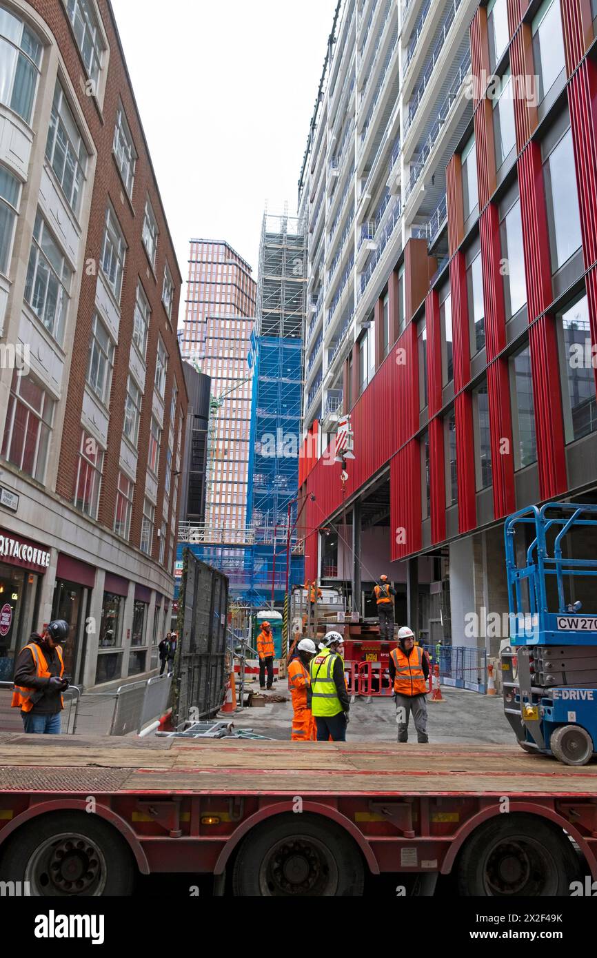 View of 1 Broadgate new building site under construction from Eldon St ...