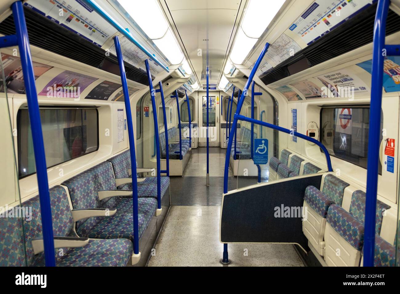 Empty underground carriage seats seating in London England UK KATHY ...
