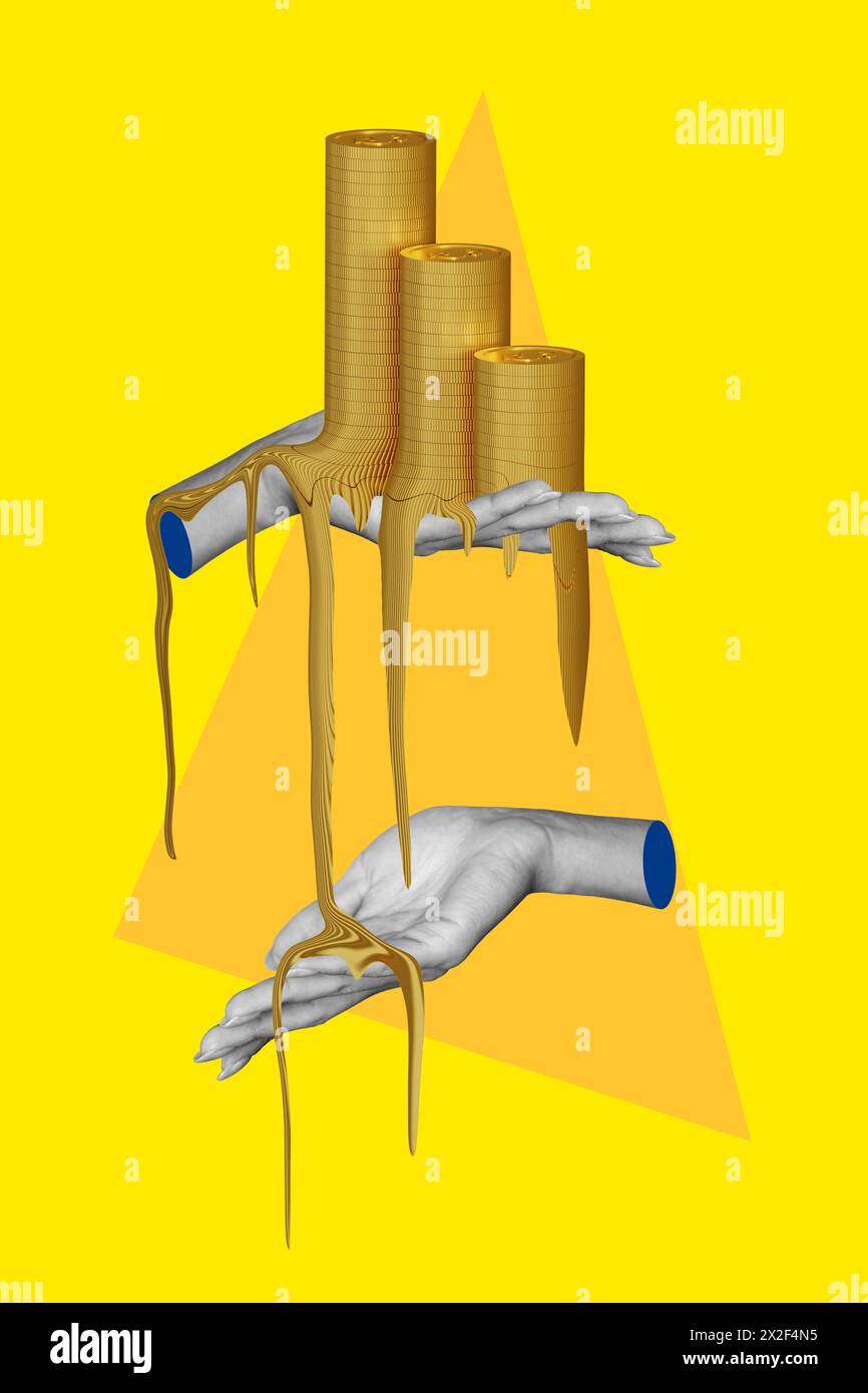 Sketch image composite trend 3D photo collage of young success ...