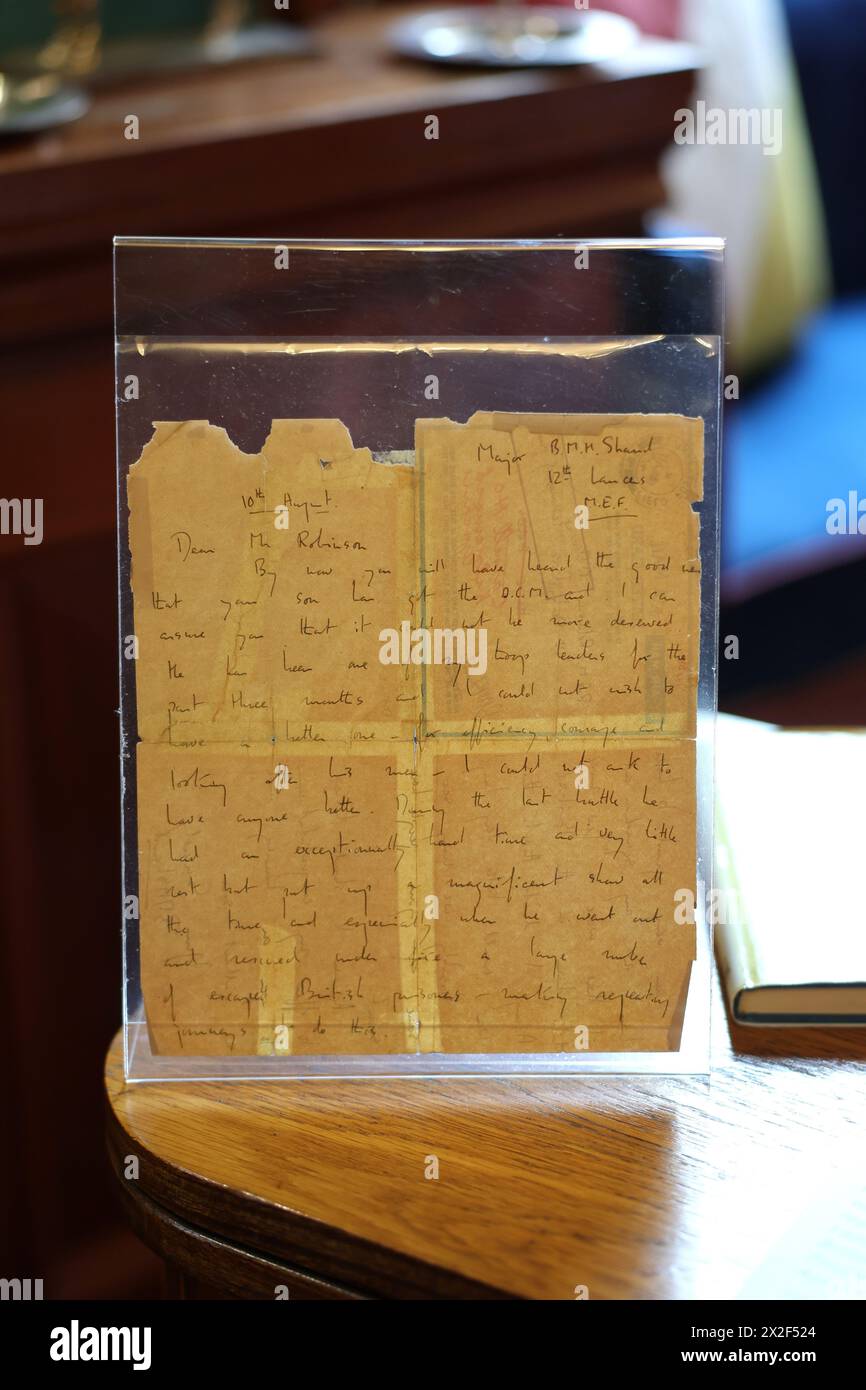 A letter signed by Queen Camilla's father Major Bruce Shand on display ...