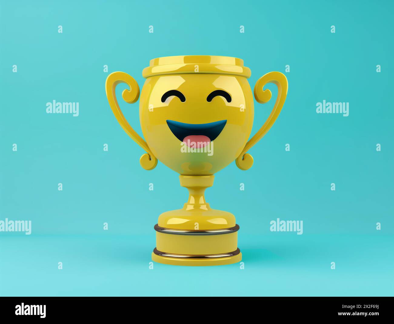 Smilie face emoji award 3d render happy Stock Photo - Alamy
