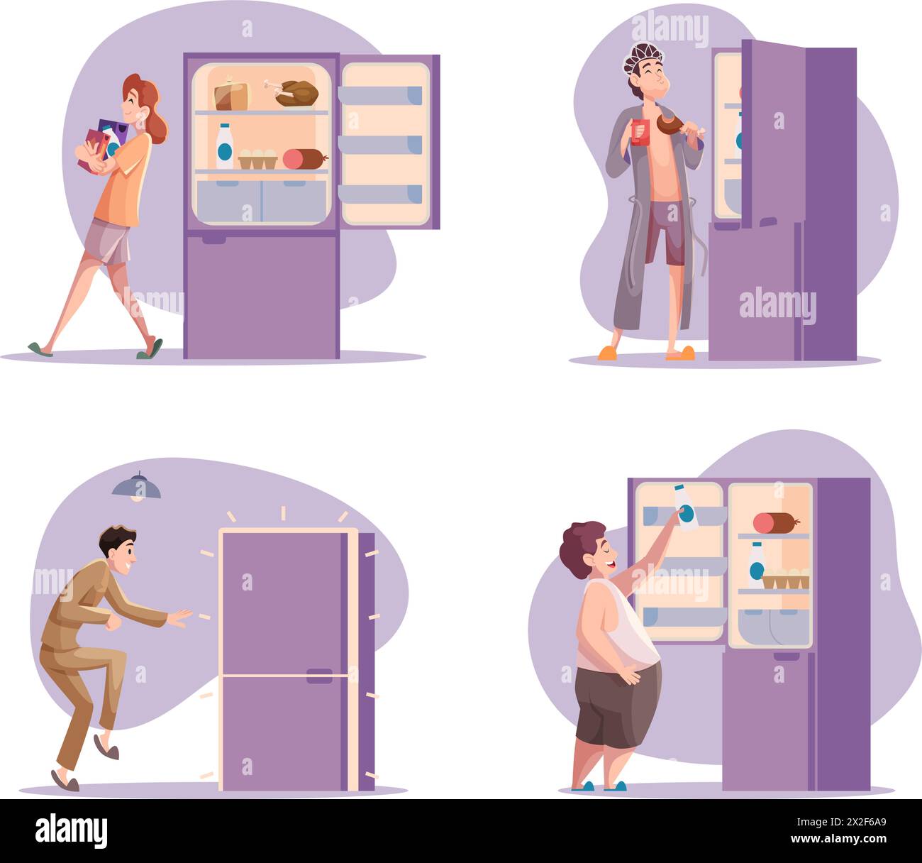 Night eating. Bad habits people eating food from fridge in bedtime ...