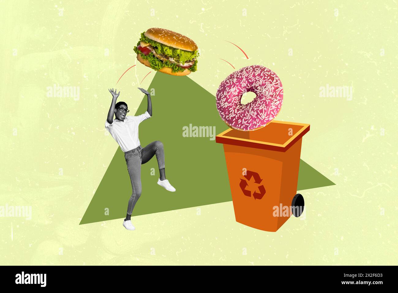 Sketch image composite artwork photo collage of angry lady throw trash ...