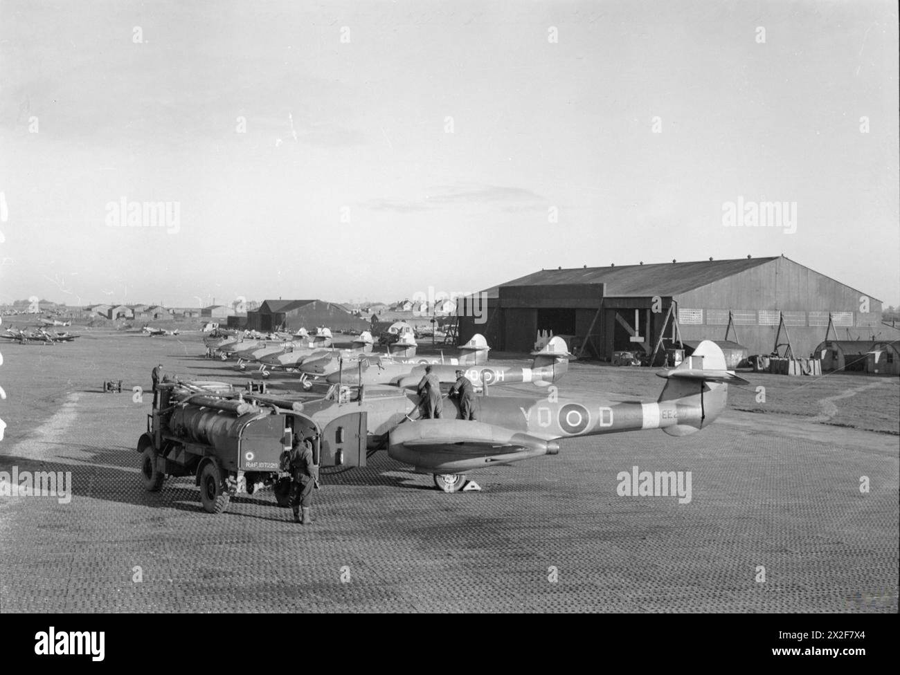 ROYAL AIR FORCE FIGHTER COMMAND, 1939-1945. - A line of Gloster Meteor ...