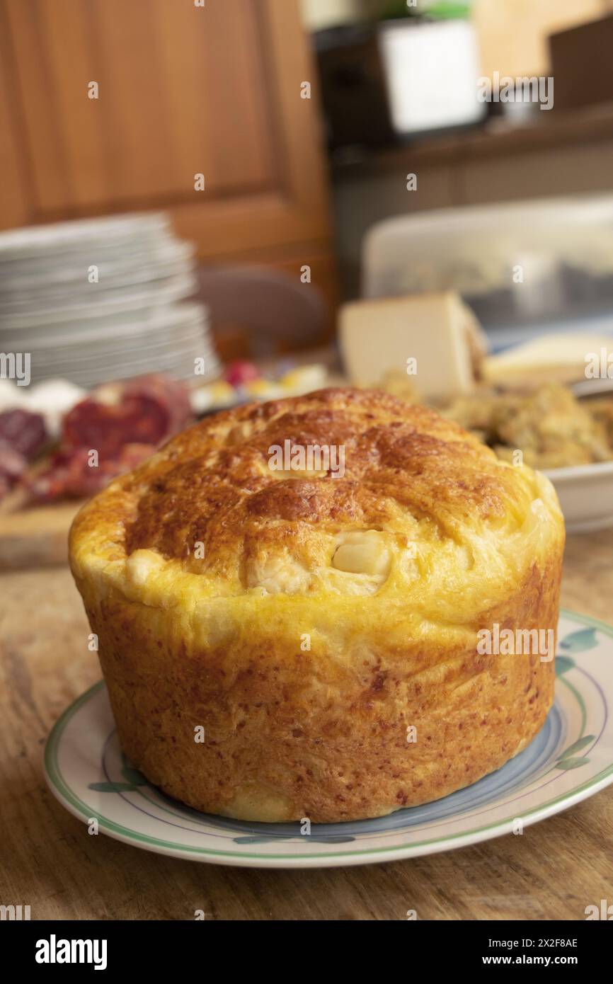 french savoury cake with ham and cheese Stock Photo - Alamy