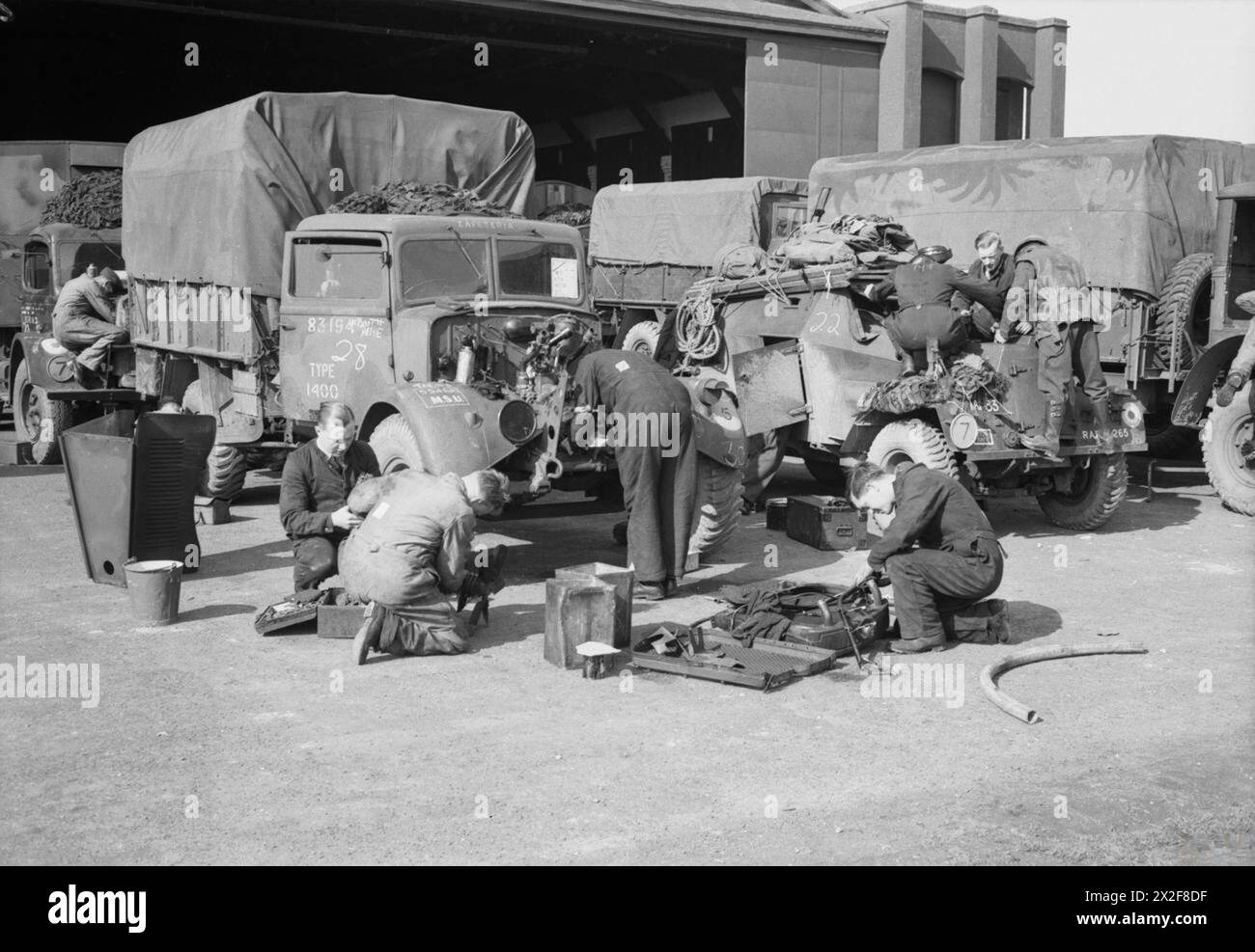 Mechanics of an RAF Mobile Signals Unit performed waterproofing on ...