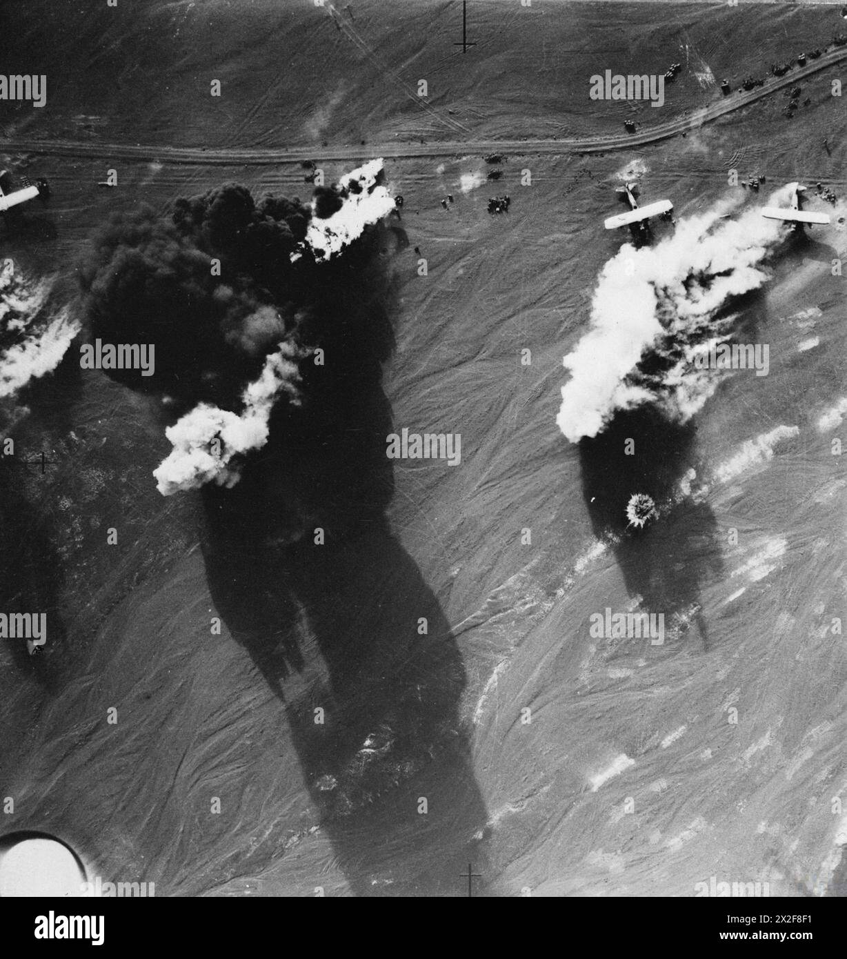 ROYAL AIR FORCE: EAST AFRICA COMMAND, 1940-1945. - Bombs explode among ...
