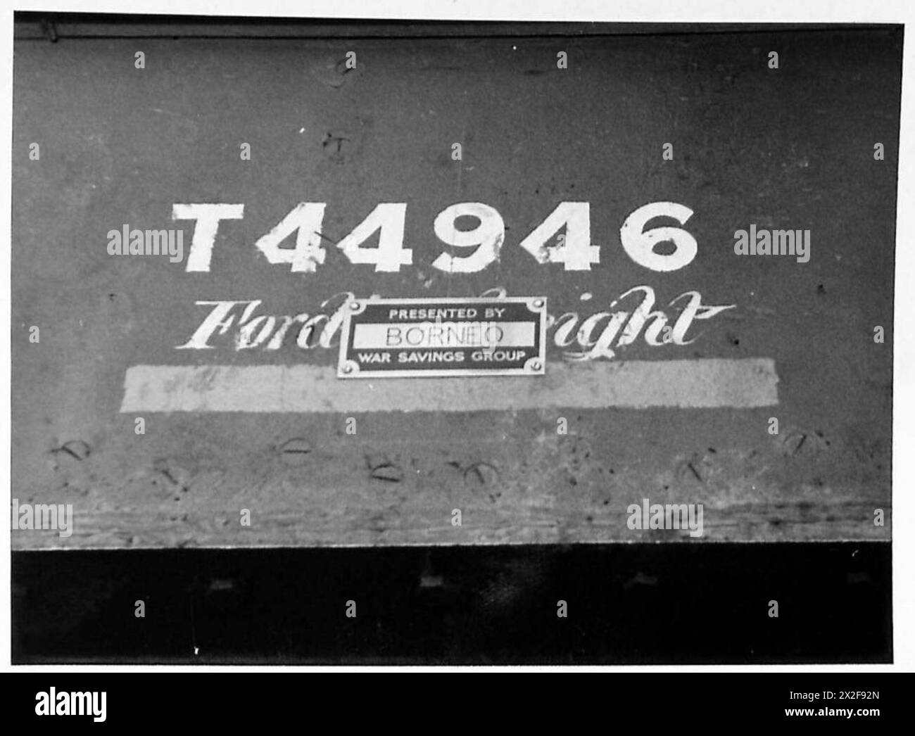 TANKS FOR BRITAIN FROM OUR ALLIES - The plaque bearing "Presented by ...