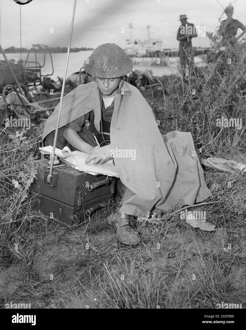 THE BRITISH ARMY IN BURMA 1945 - Telegraphist Brindle transmitting ...