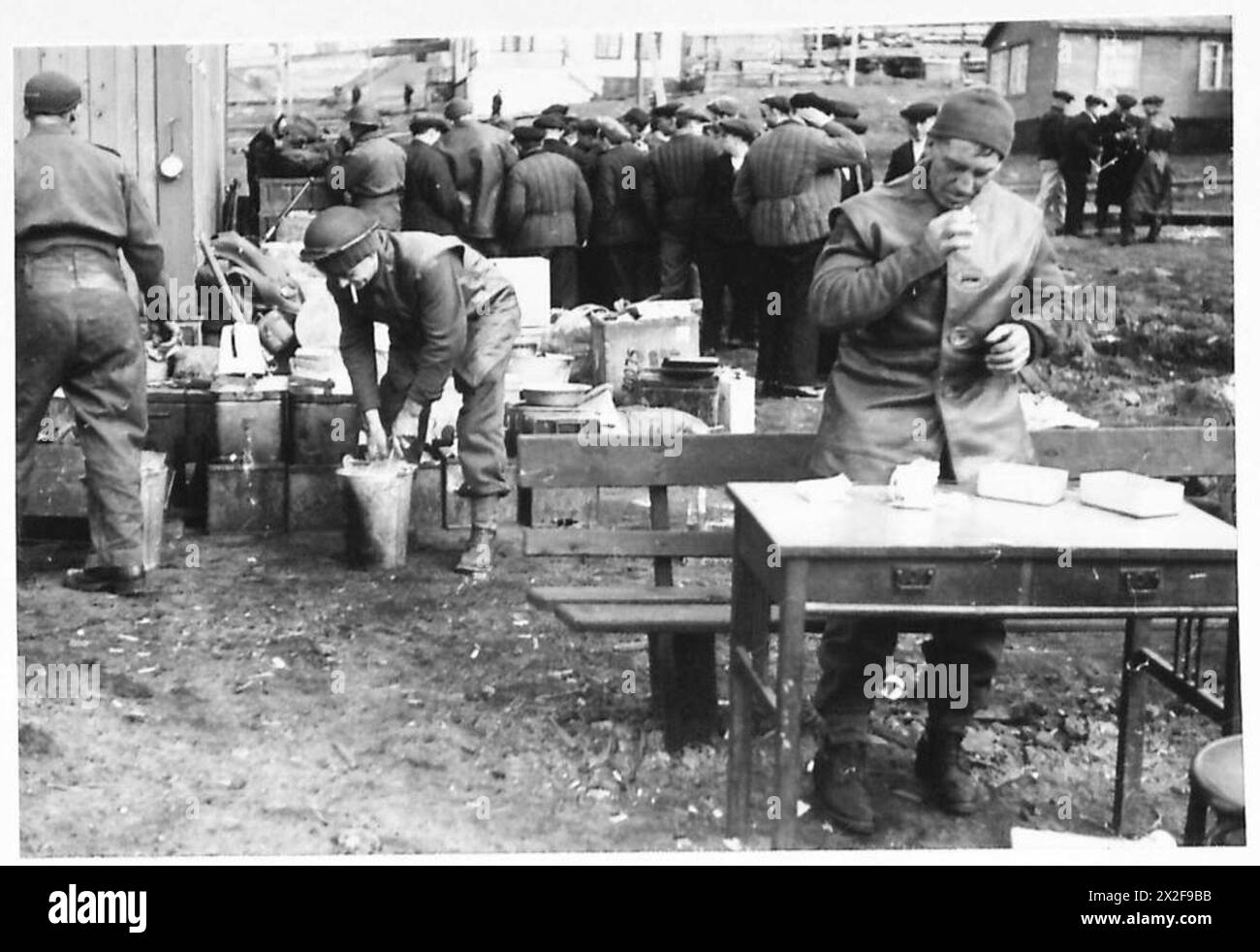British Army personnel are shown dining during operations related to ...