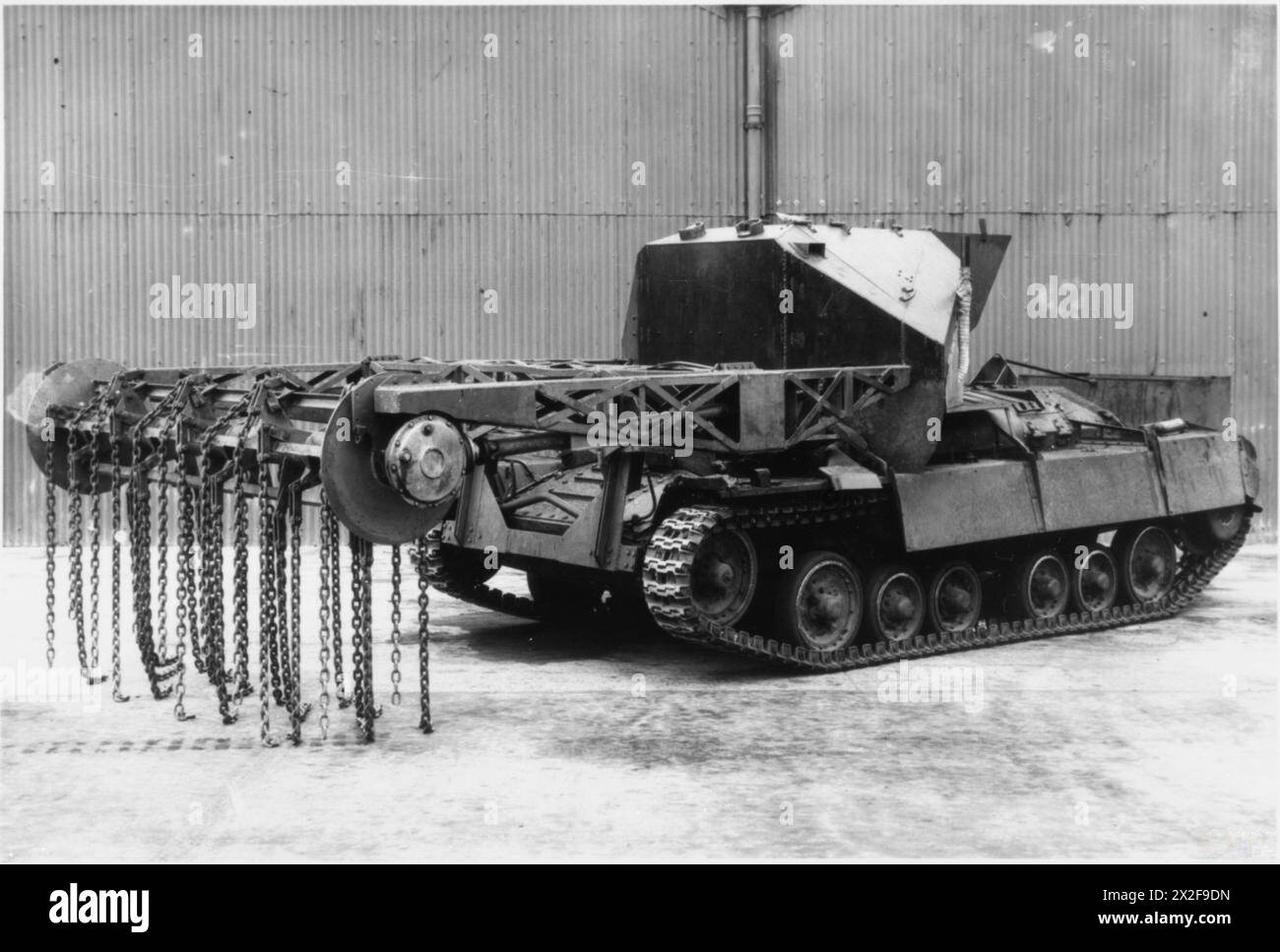 A Valentine Scorpion flail armoured vehicle is part of the British Army ...