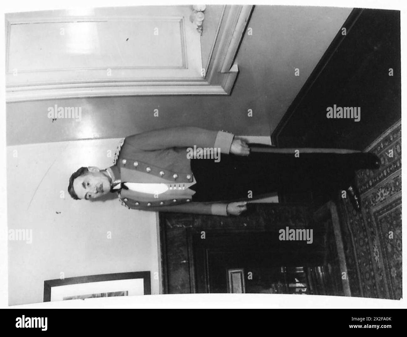 Black and white negative showing British Army dress uniforms, including ...